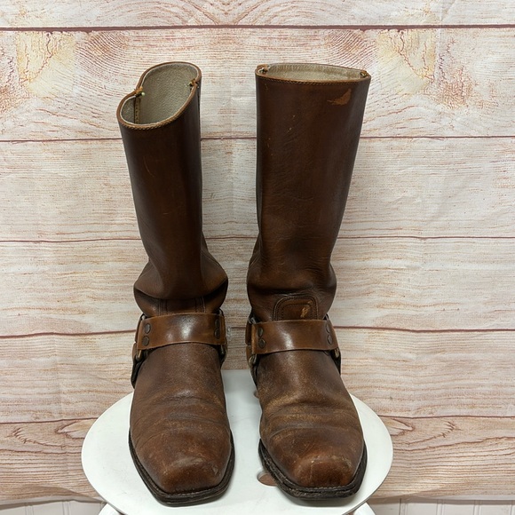 Frye | Shoes | Vtg Frye Brown Leather Harness Boots Mens 95d | Poshmark